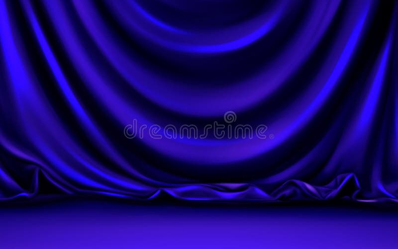 Luxurious Blue Velvet Draped Curtain Background, Elegant Silk Fabric ...