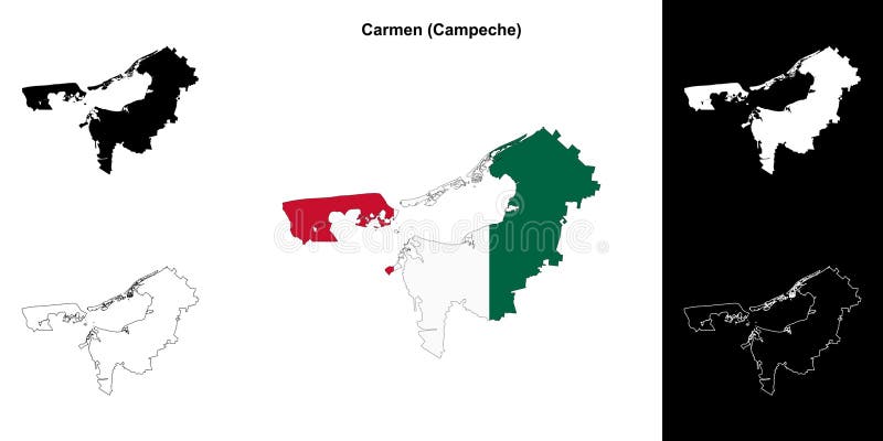 Carmen outline map stock vector. Illustration of cartography - 375803629