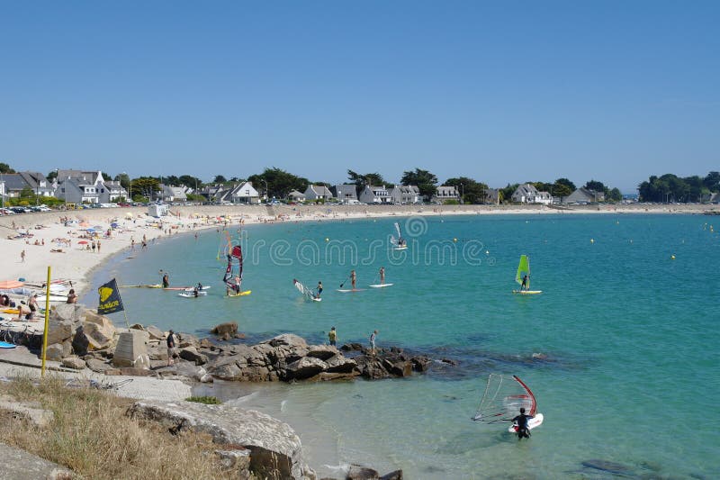 Carnac Beach with Windsurfer Editorial Stock Image - Image of ...