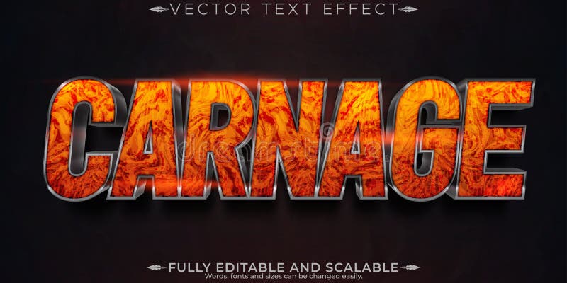 Carnage Text Effect, Editable Fire and Hell Text Style Stock Vector ...