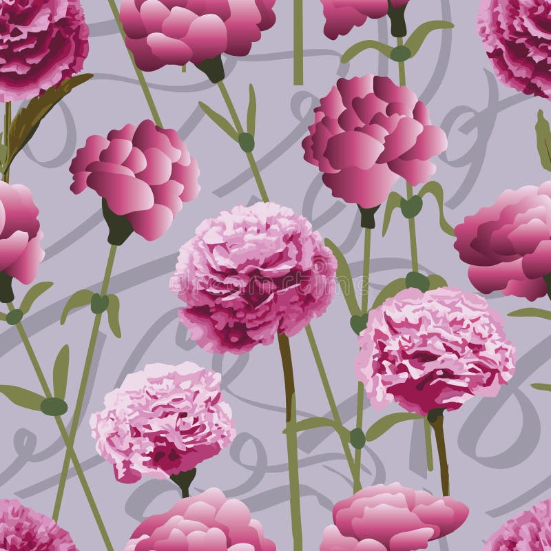 Carnation Flower Mod Draw Seamless Pattern Stock Vector - Illustration ...