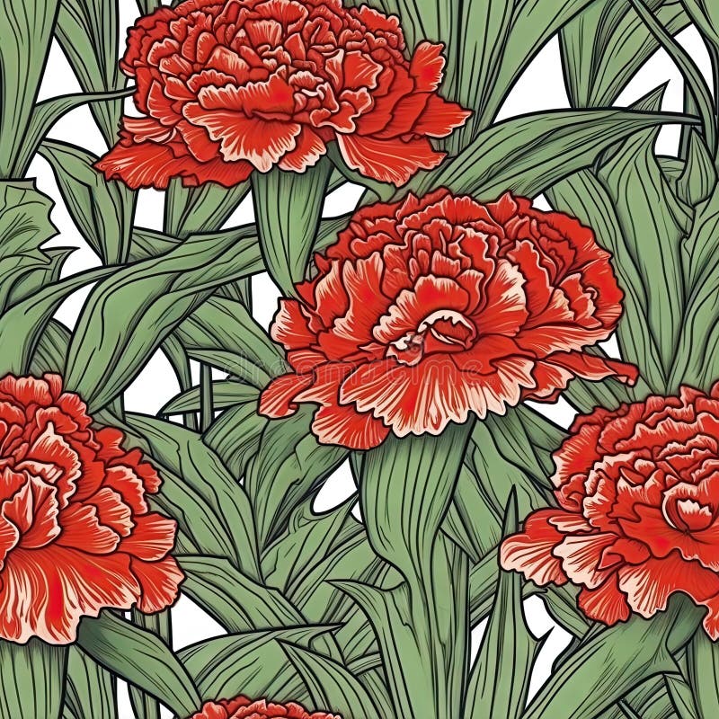 Carnation Flower Seamless Pattern. Floral Seamless Background Stock ...