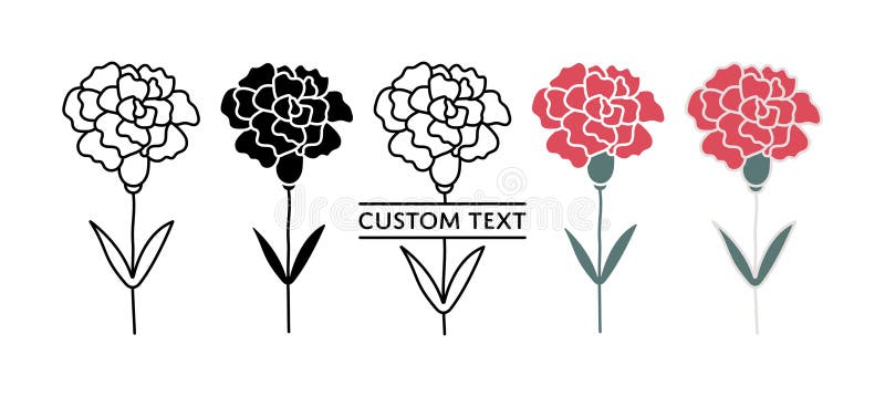 Carnation Outline Silhouette Split Name Frame January Birth Month ...
