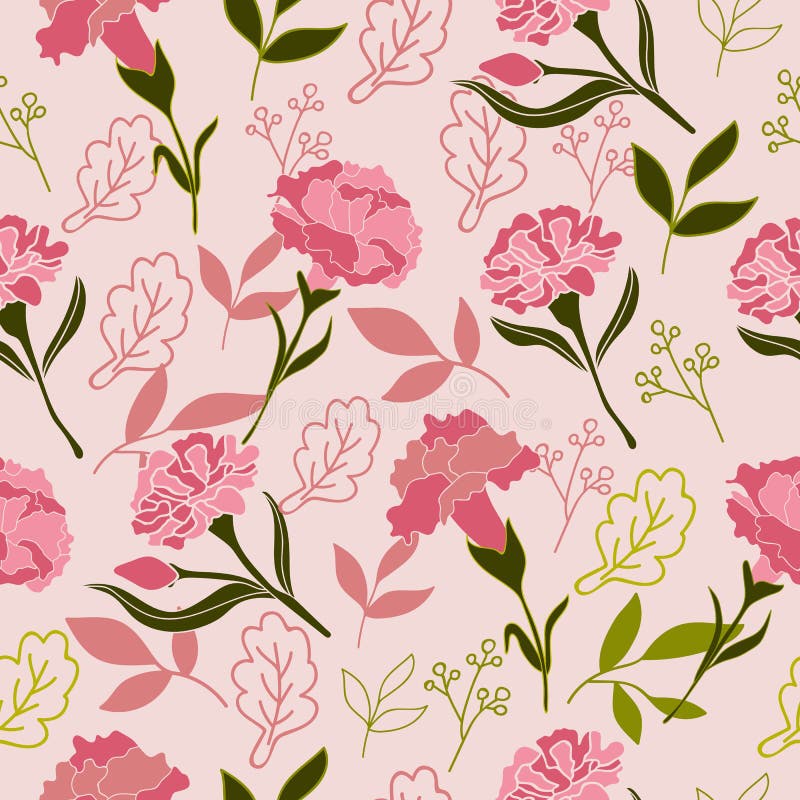 Carnation Flowers Seamless Pattern Stock Vector - Illustration of ...