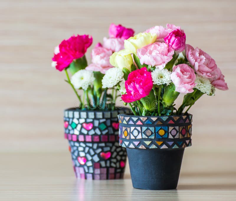 Rose and mosaic flower pot stock photo. Image of rose - 28454226
