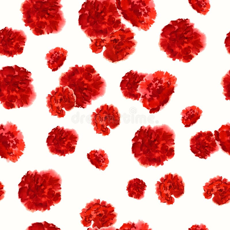 Carnation Red Watercolor Pattern Stock Illustration - Illustration of ...
