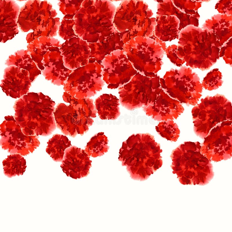 Carnation Red Watercolor Pattern Stock Illustration - Illustration of ...