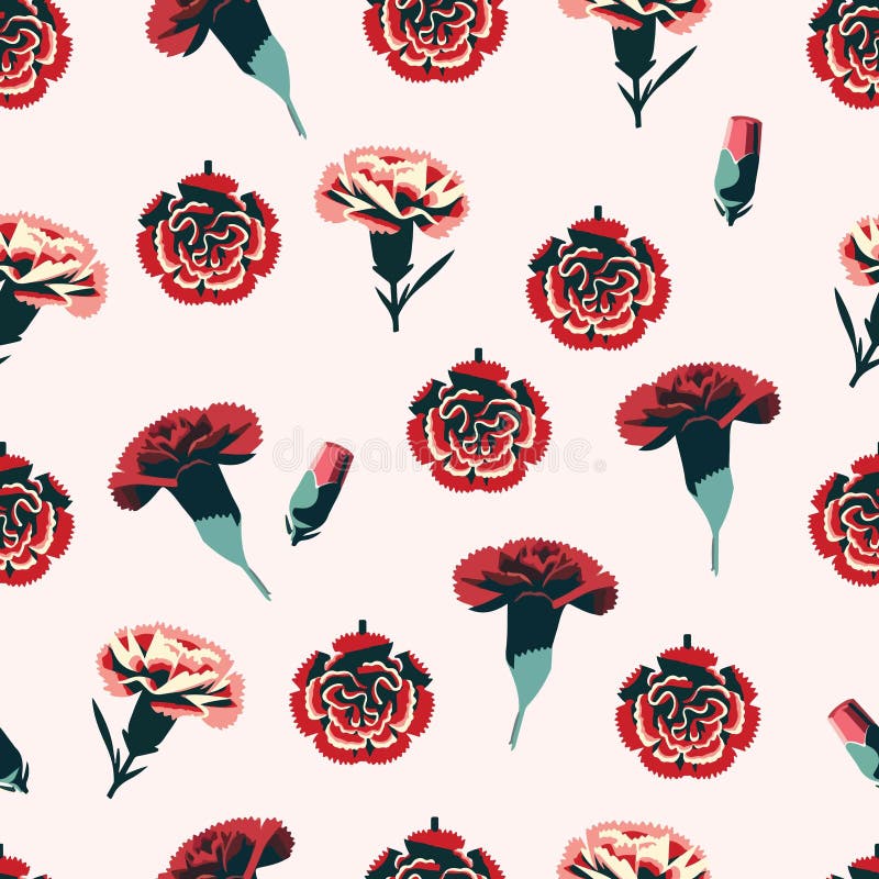 Carnation Seamless Pattern for Tile, Gift Paper Square Design Stock ...