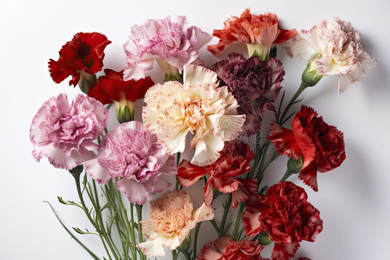 Carnations Fresh Flowers on a White Background. Stock Illustration ...