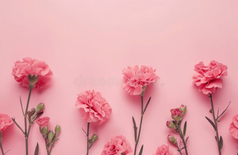 Carnations on a Pink Background Rose Stock Photo - Image of pink ...