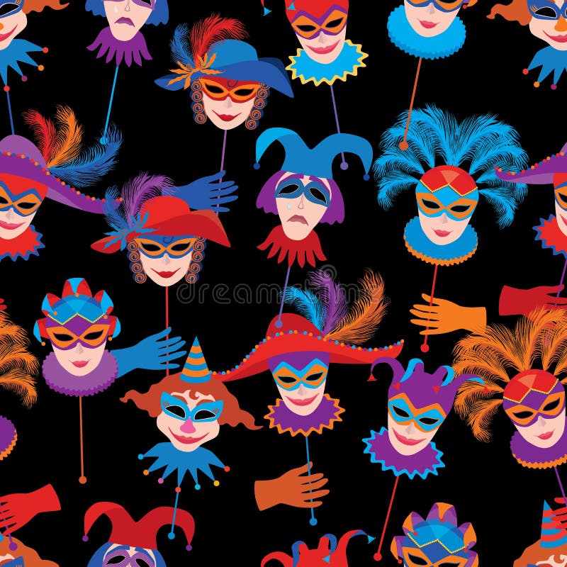Carnaval maskeert patroon vector illustratie. Illustration of ...