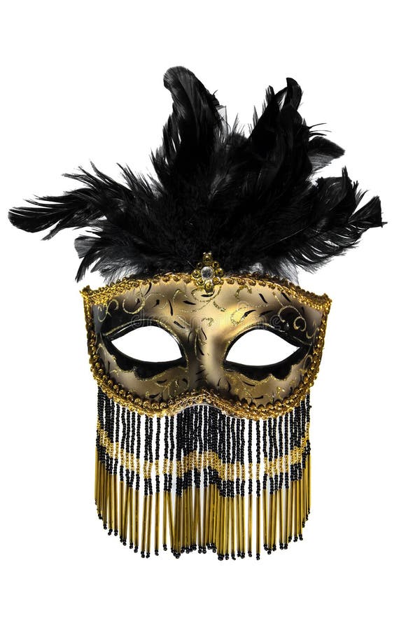 Mooi Gouden Carnaval Masker Met Veren Stock Foto - Image of wijfje ...