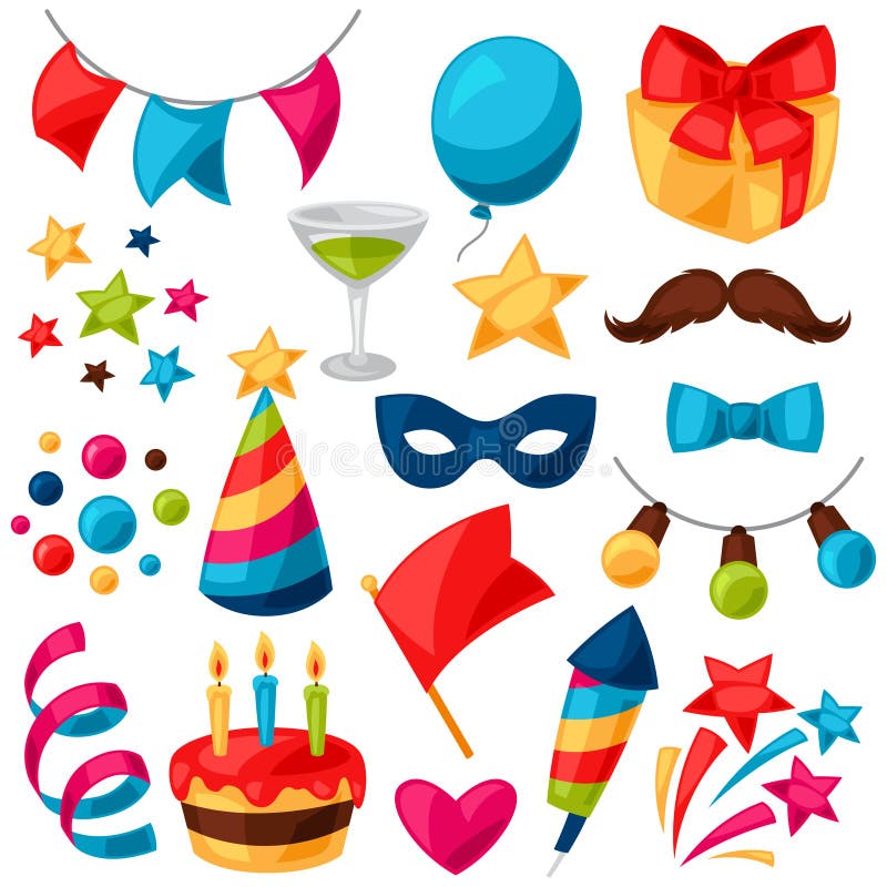 Carnaval Tonen En De Partijreeks Vieringsvoorwerpen Vector Illustratie ...