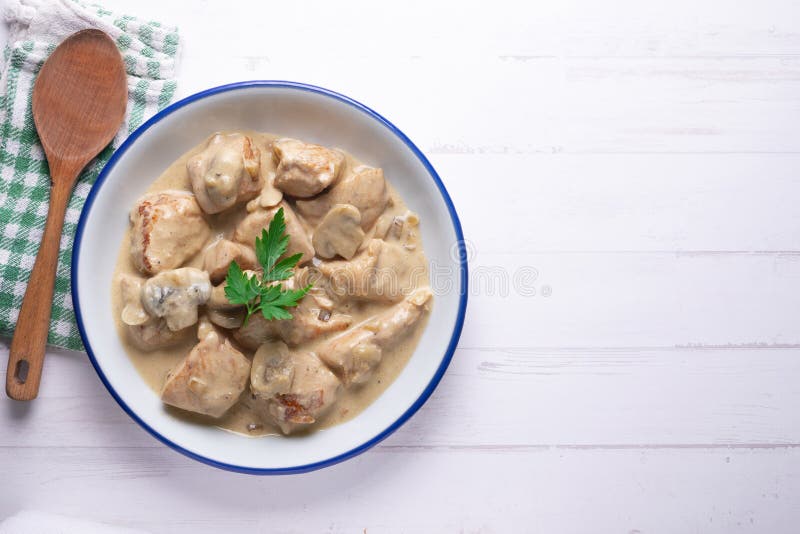 Carne Con Salsa Strogonoff. Receta Rusa Tradicional. Foto de archivo ...