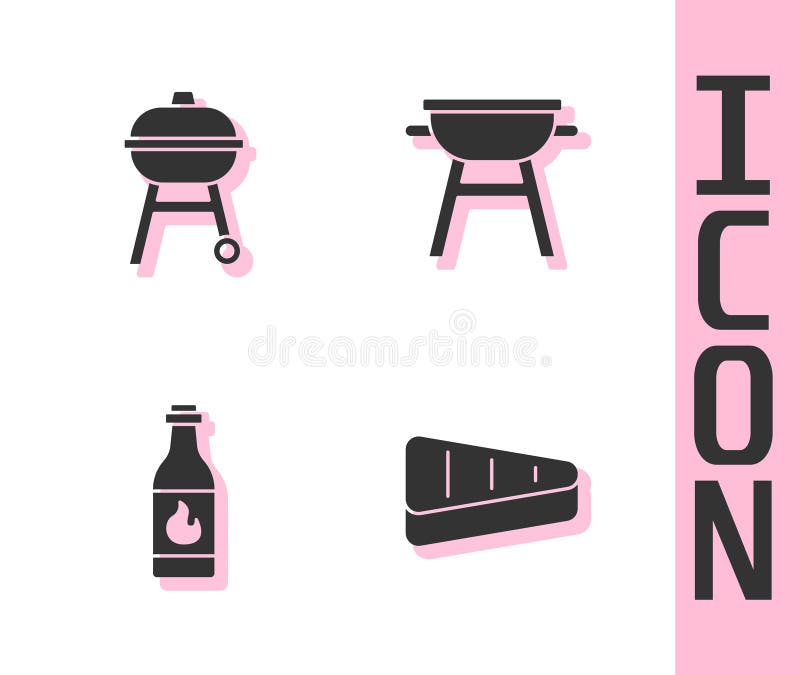 Carne De Filete Barbacoa Parrillada Salsa De Tabasco E Icono. Vector ...