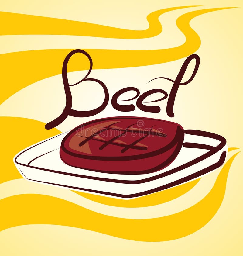 Carne De Vaca Asada a La Parrilla Vector Ilustración del Vector ...