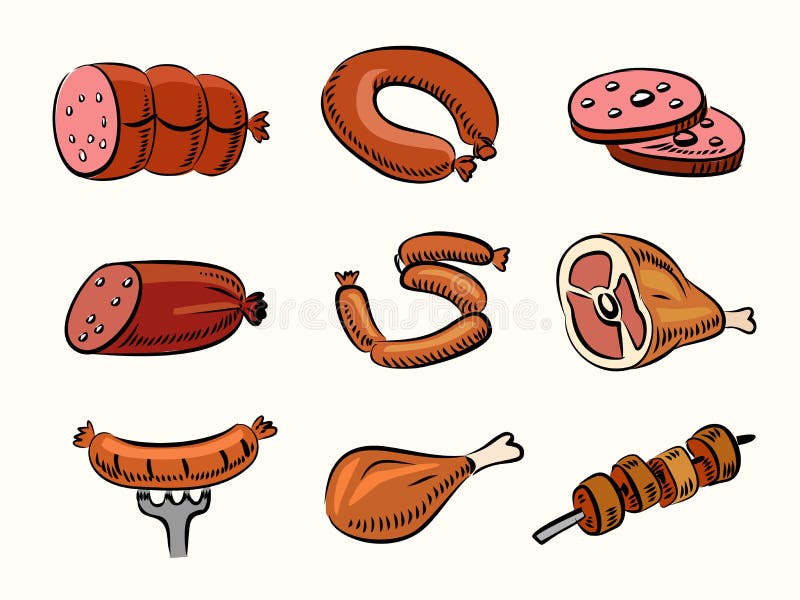 Carne Disegnata a Mano Di Vettore Illustrazione Vettoriale ...