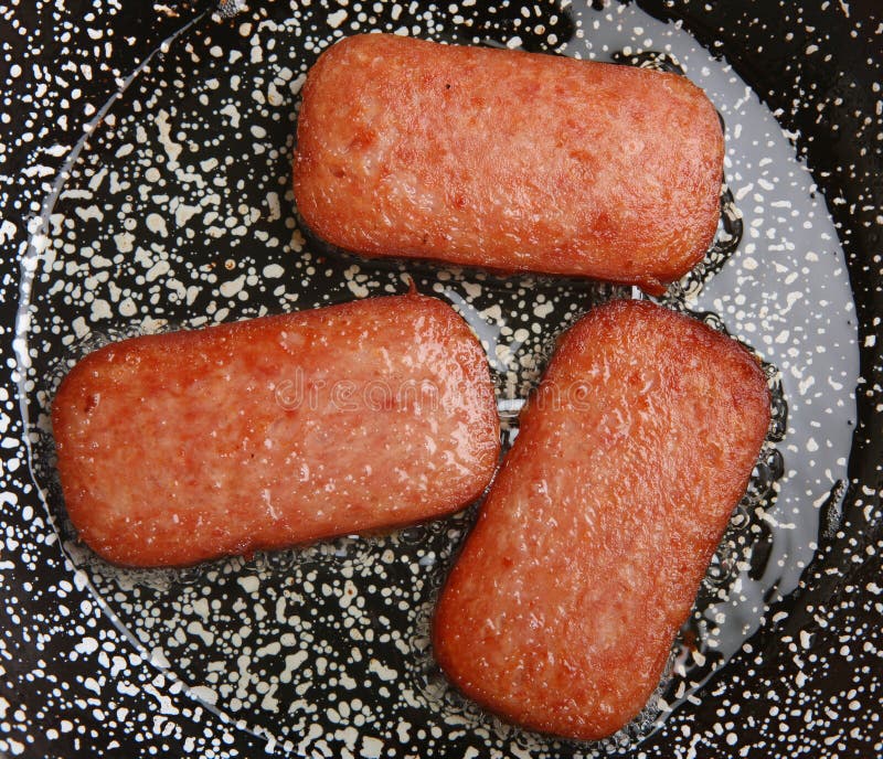 Carne fritada do Spam foto de stock. Imagem de porco - 19214314