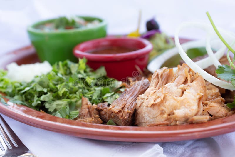 Carnitas plate stock image. Image of product, copy, drink - 192730351
