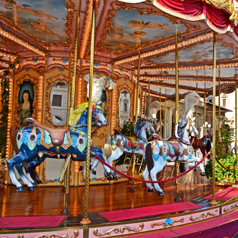 Carousel Horses Detail stock image. Image of amusement - 12319363