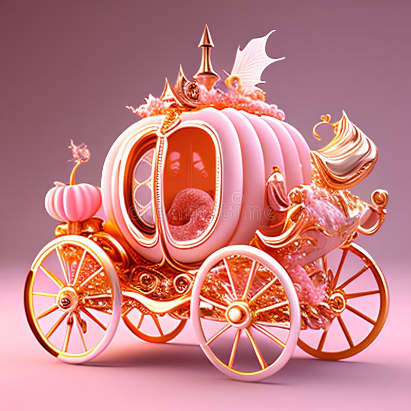 Carnival Carriage with Pink Decoration. 3D Illustration. Copy Space ...