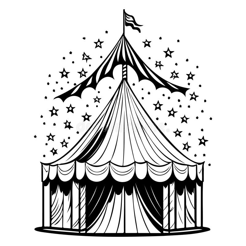 Carnival Circus Tent Engraving Illustration Sketch Hand Draw Stock ...