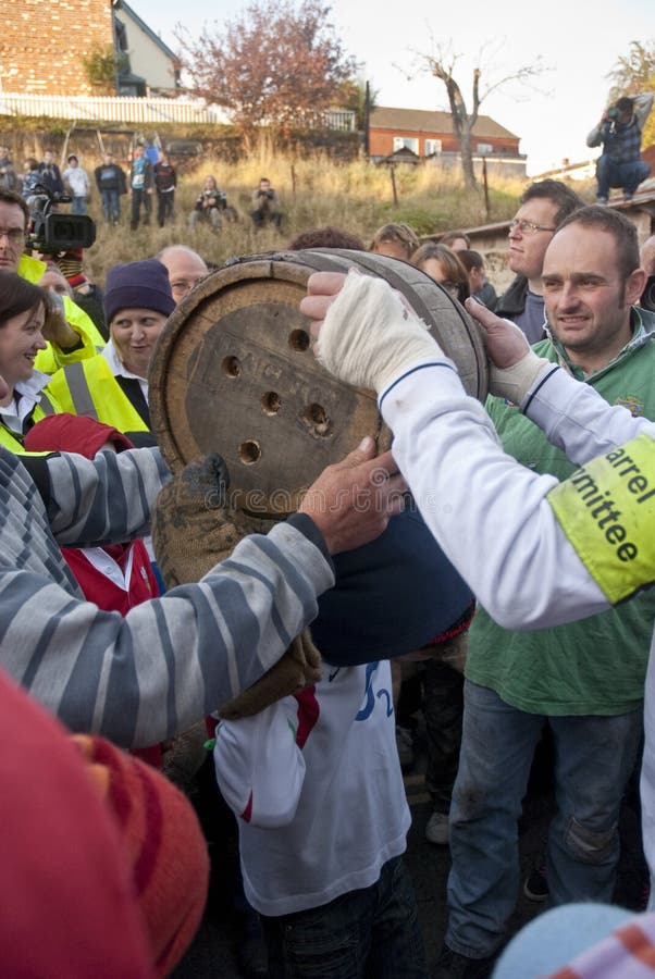 A Carnival Committee Members Puts a Tar Barrel Editorial Photography ...