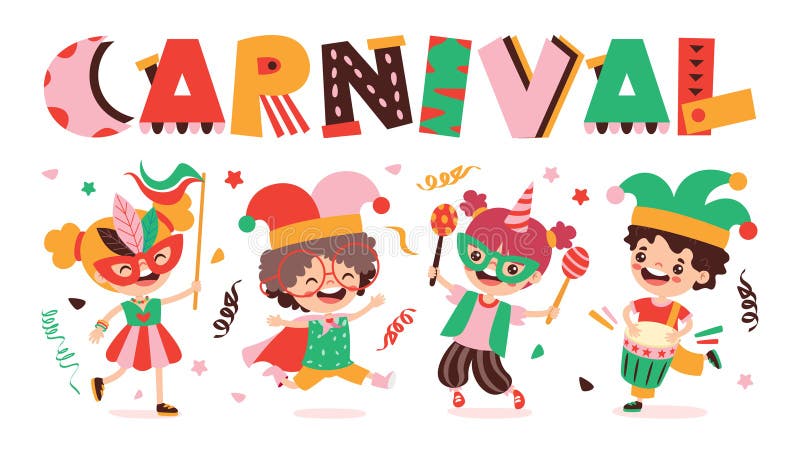 Carnival Drawing with Colorful Elements Stock Illustration ...