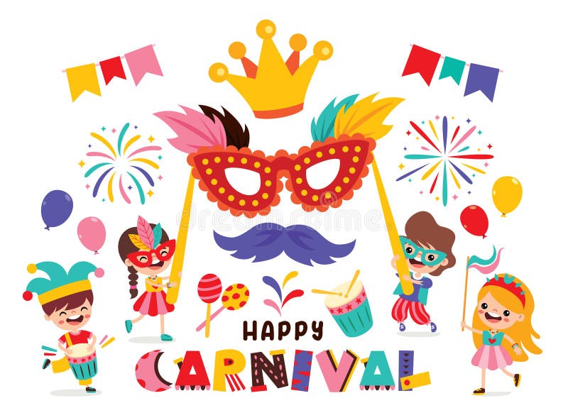 Carnival Drawing with Colorful Elements Stock Illustration ...
