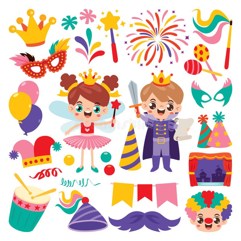 Carnival Drawing with Colorful Elements Stock Illustration ...