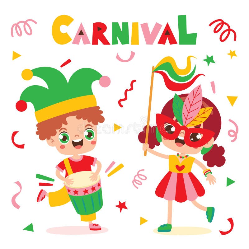 Carnival Drawing with Colorful Elements Stock Illustration ...