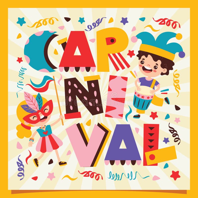 Carnival Drawing with Colorful Elements Stock Illustration ...