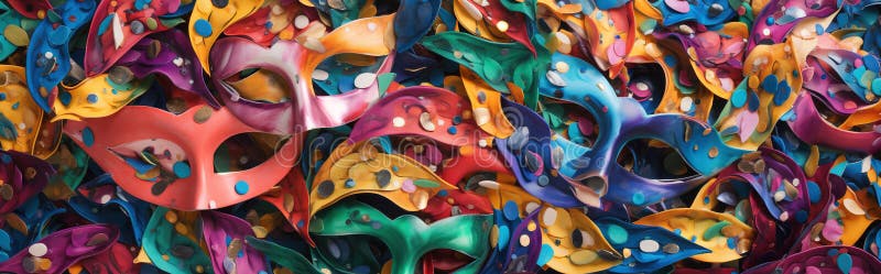 Carnival Face Masks Confetti Pattern Header Stock Illustration ...