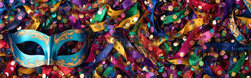 Carnival Face Masks Confetti Pattern Header Stock Illustration ...