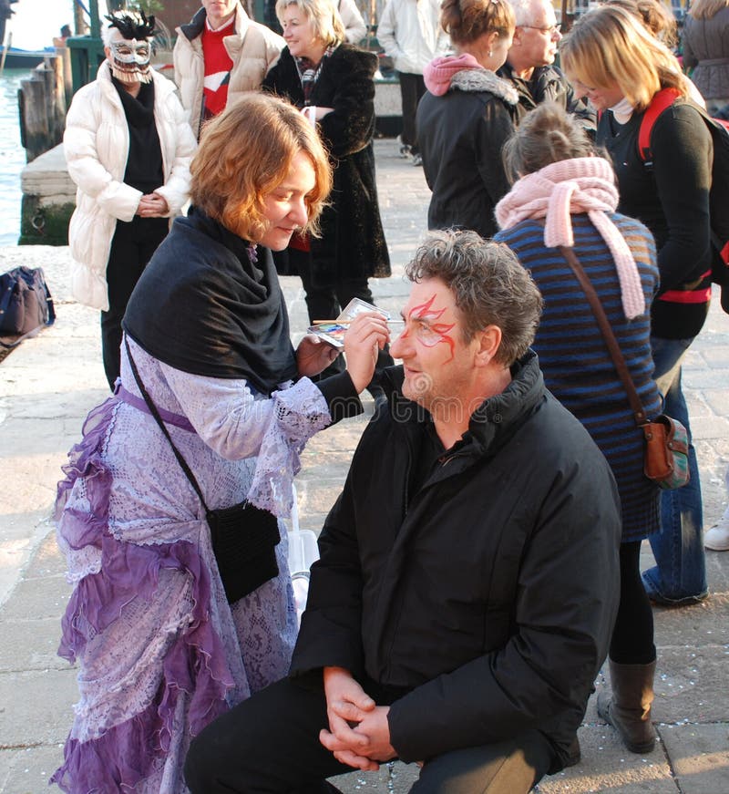 Carnival Face Painting, Venice, Italy Editorial Stock Image - Image of ...