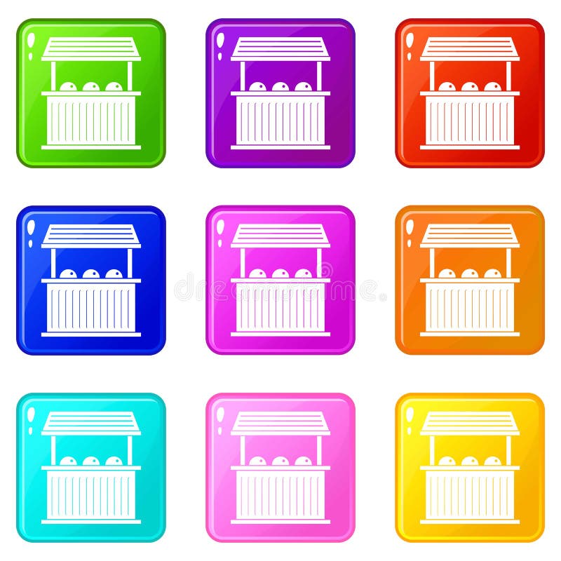 Carnival Fair Booth Icons 9 Set Stock Vector - Illustration of food ...