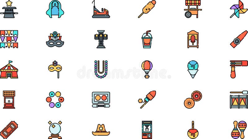 Carnival and Fair Icons High-Quality Vector Icons Collection with ...