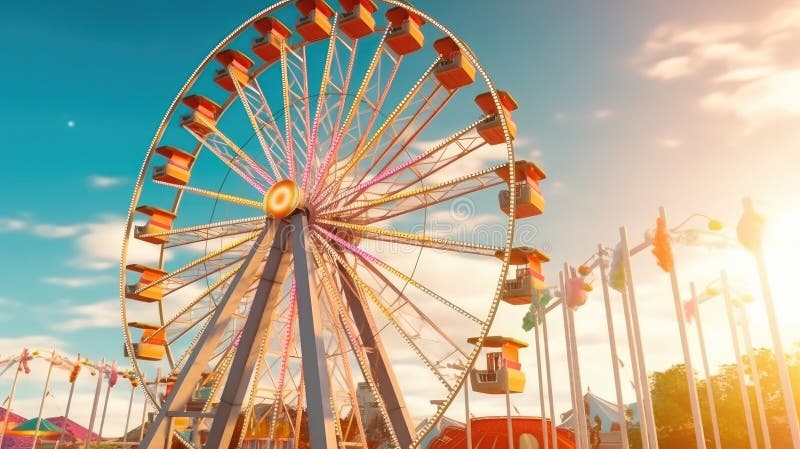 Carnival Ferris Wheel Fun Park Entertainment. Generative AI Stock ...