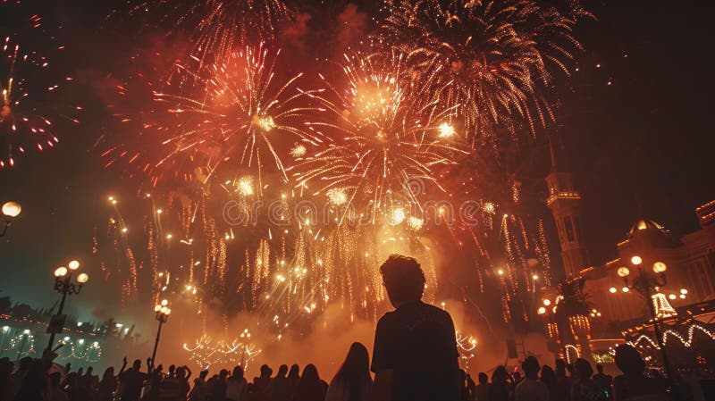 Carnival Fireworks Extravaganza. Dazzling Night Sky Illumination Stock ...