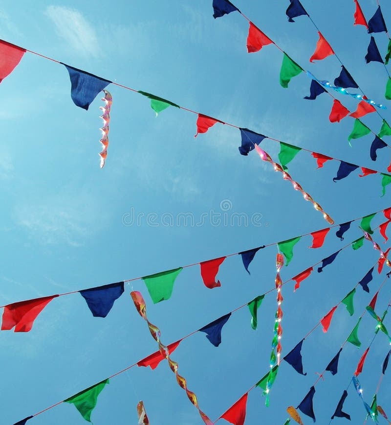 Carnival Flags with the Blue Sky Background Stock Photo - Image of ...