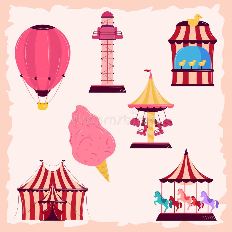 Fun fair icons stock vector. Illustration of classic - 62240102