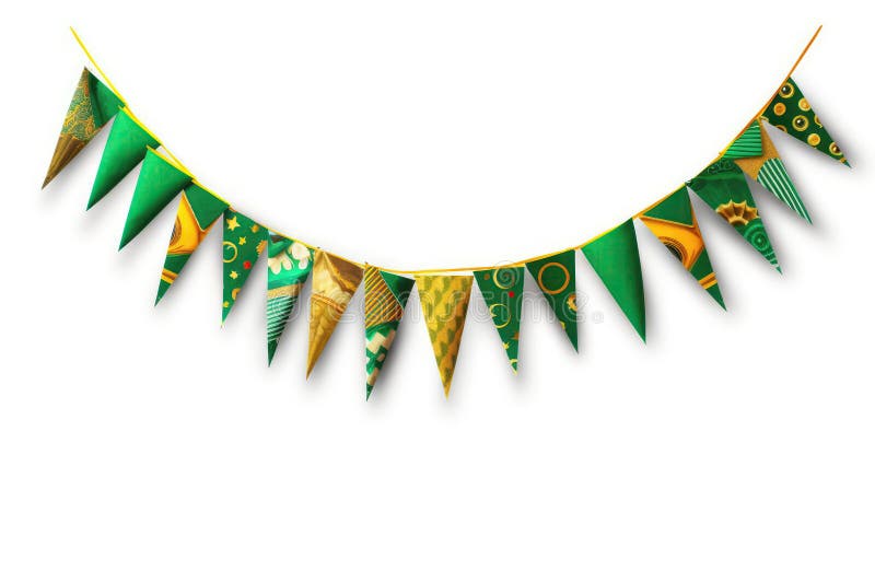 Carnival Garland with Green Flags on White Background. Generative AI ...