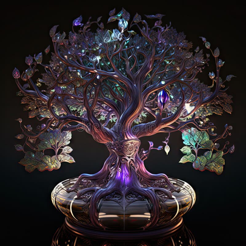 Carnival Glass Tree of Life Intricate Details Studio Lighting Stock ...