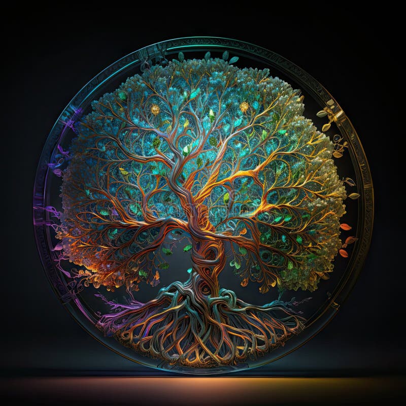 Carnival Glass Tree of Life Intricate Details Studio Lighting Stock ...