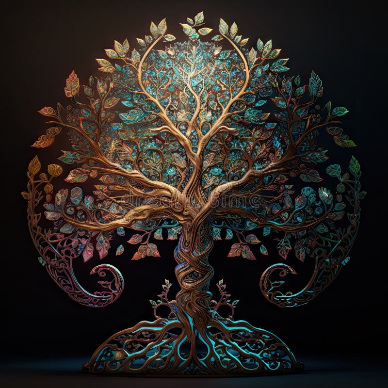 Carnival Glass Tree of Life Intricate Details Studio Lighting Stock ...