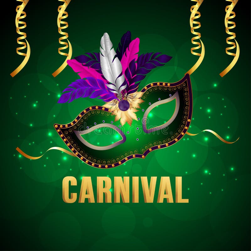 Carnival Invitation Greeting Card with Creative Carnival Mask Stock ...