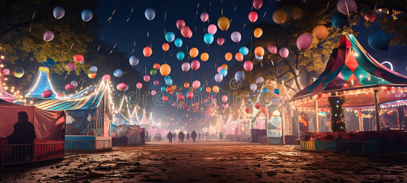 Carnival of Lights: a Vibrant and Festive Scene Stock Illustration ...