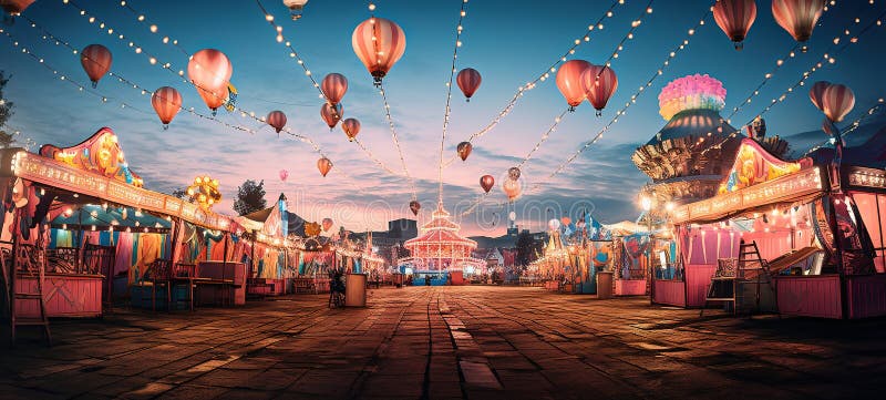 Carnival of Lights: a Vibrant and Festive Scene Stock Illustration ...