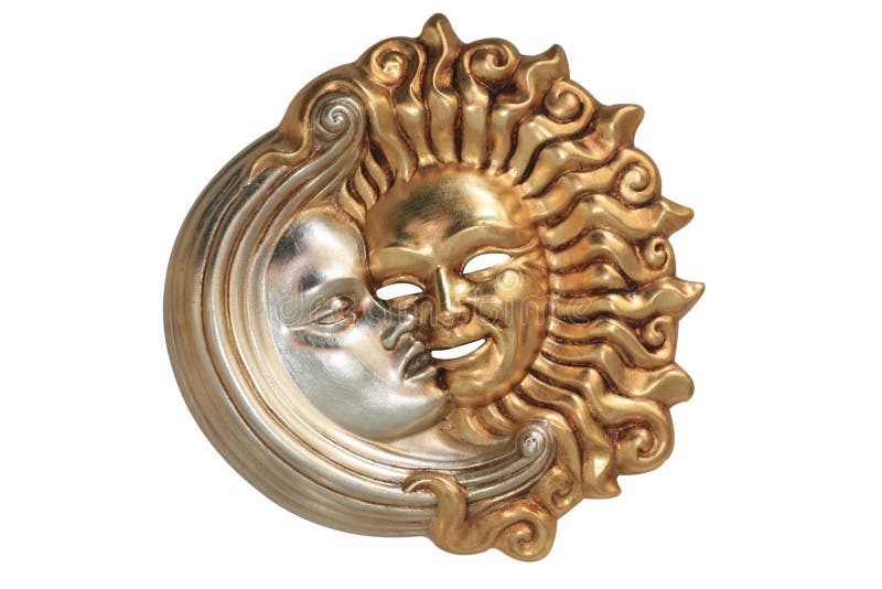 Golden Sun Silver Moon Mask Stock Photo - Image of party, venetian: 3194030