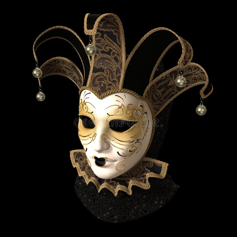 Green Carnival Jester Mask with Bells Stock Image - Image of disguise ...
